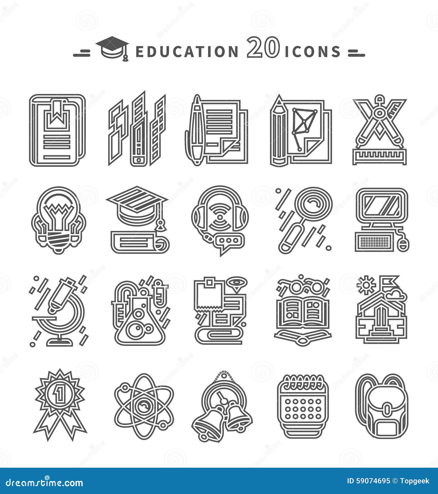 Education Icons on White Background Stock Vector - Illustration of ...
