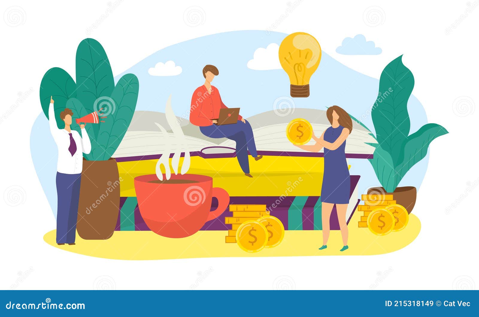 Education Idea at Book Stack Concept, Vector Illustration. Student ...