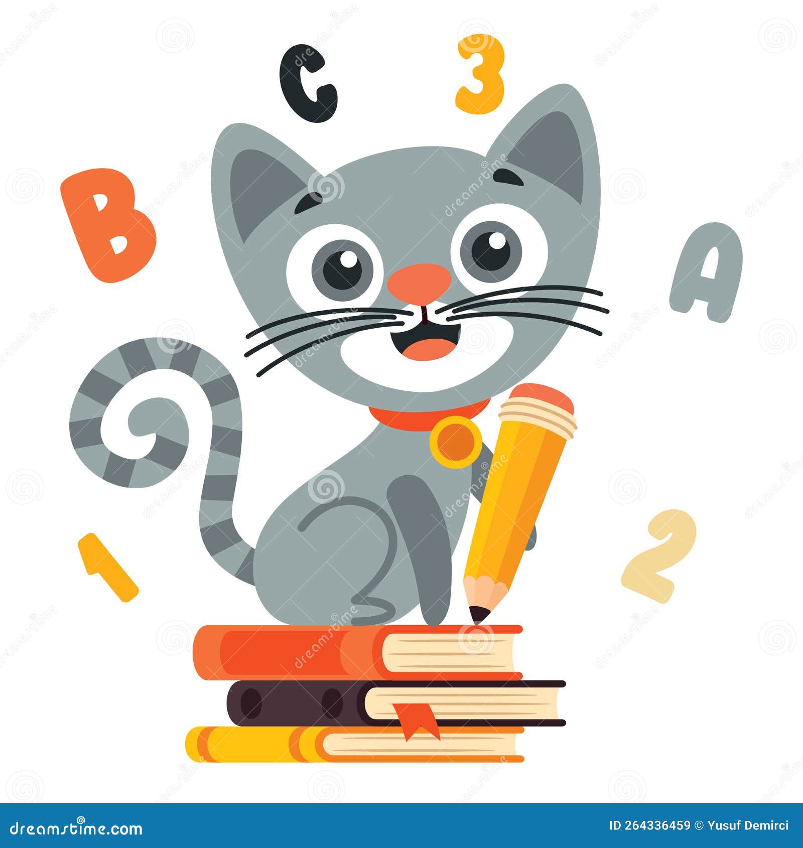 Education Illustration with Cartoon Cat Stock Illustration ...