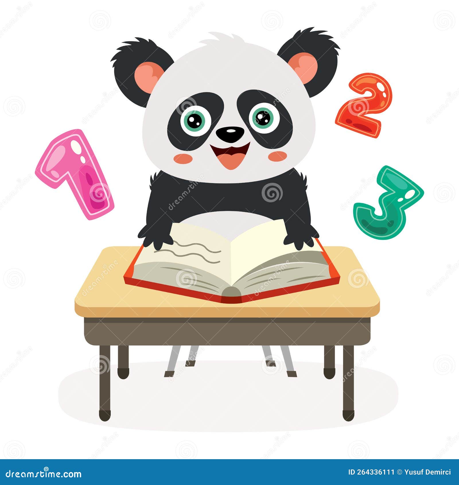 Education Illustration with Cartoon Panda Stock Vector - Illustration ...