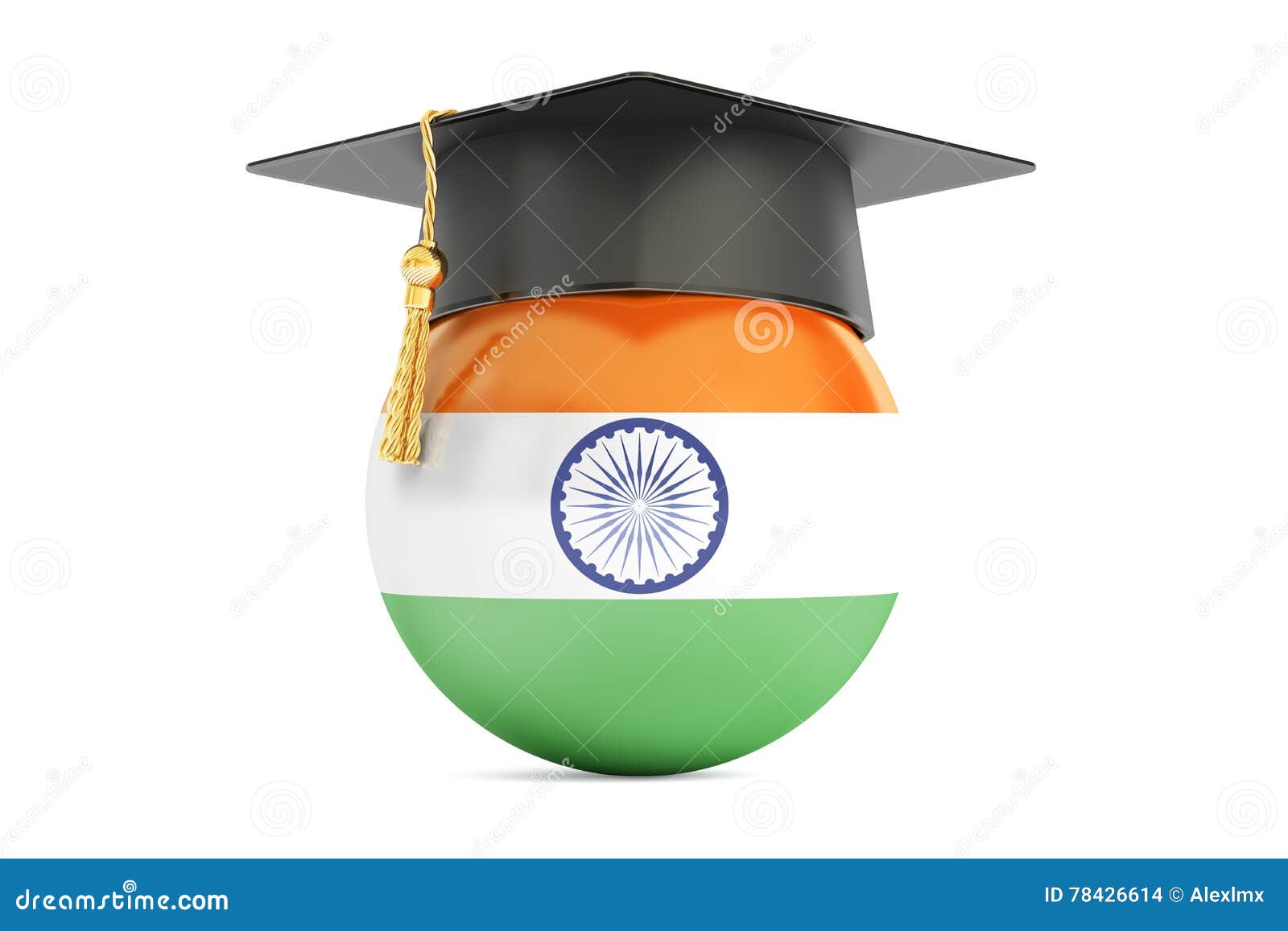 Education In India Concept. Indian Flag With Graduation Cap, 3D ...