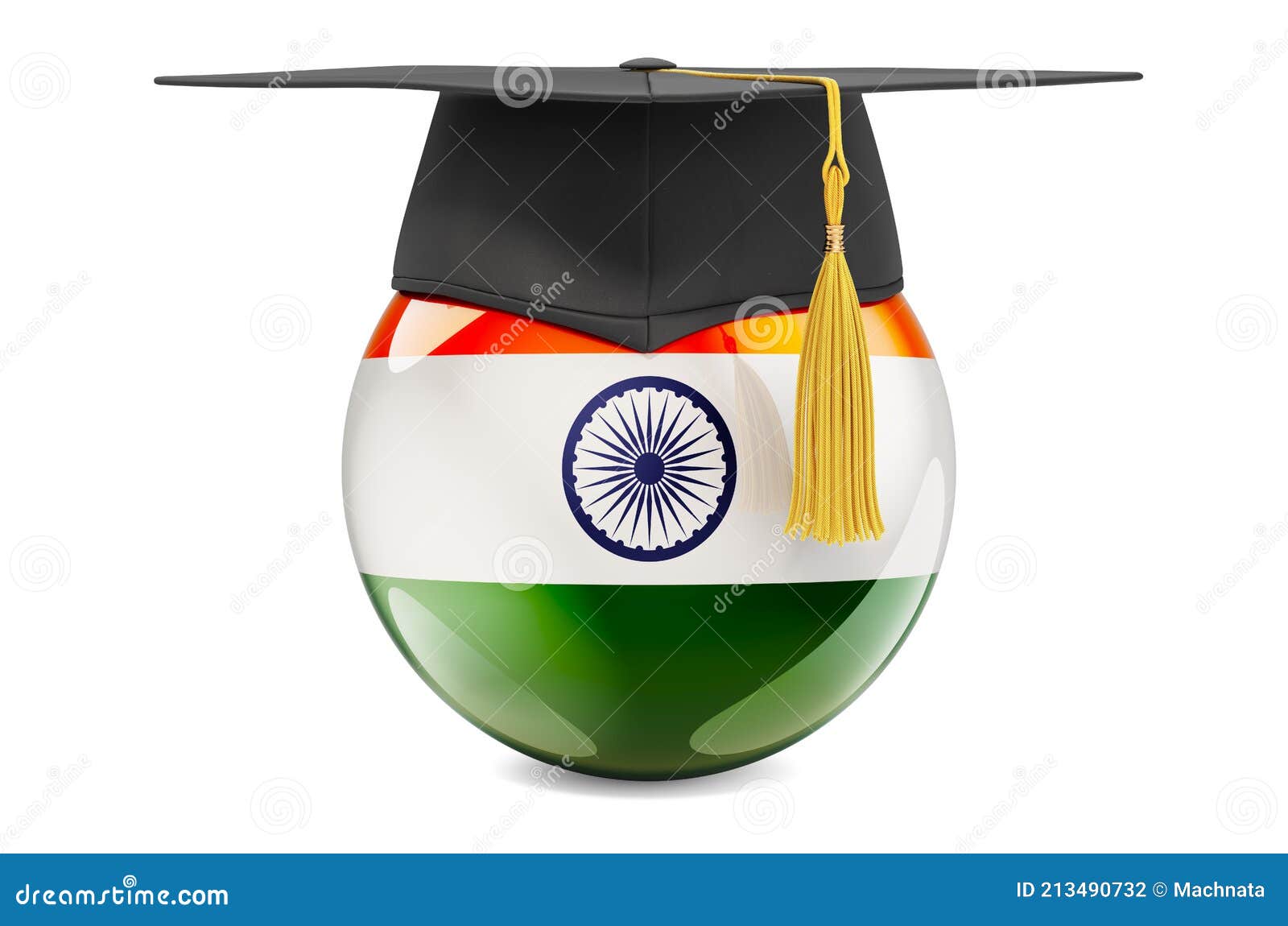 Education In India Concept. Indian Flag With Graduation Cap, 3D ...