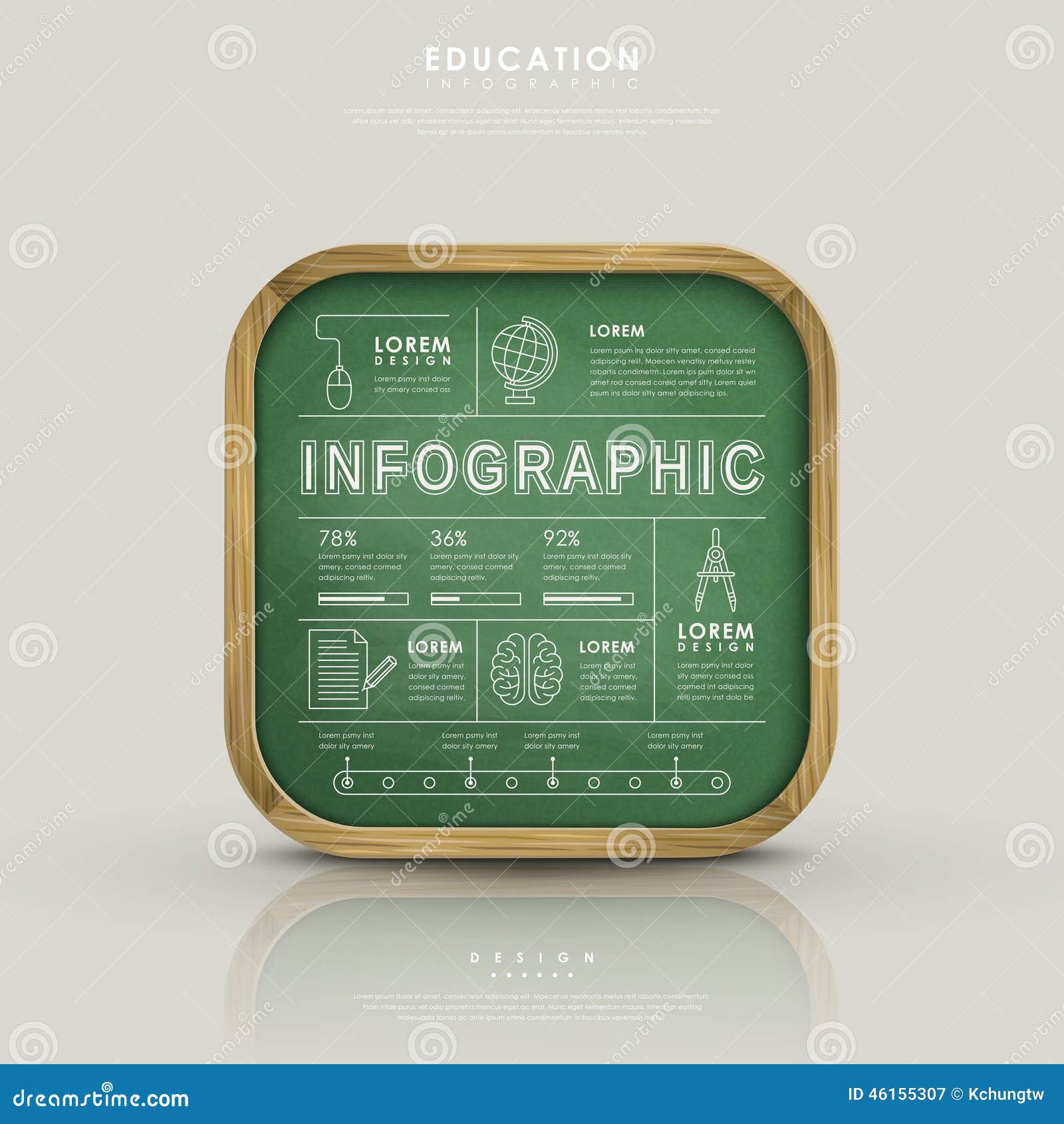 Education Infographic Design with Wooden Blackboard Stock Vector ...
