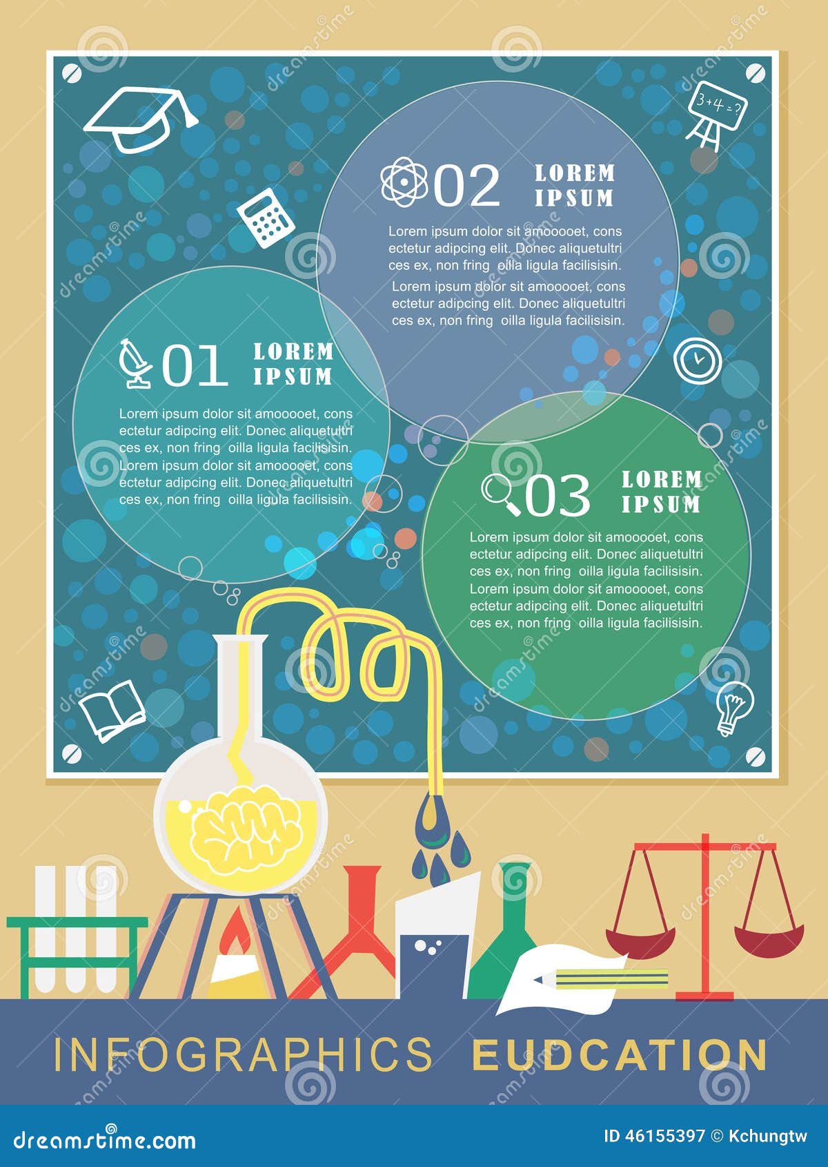 Education Infographic with Experiment Scene Stock Vector - Illustration ...