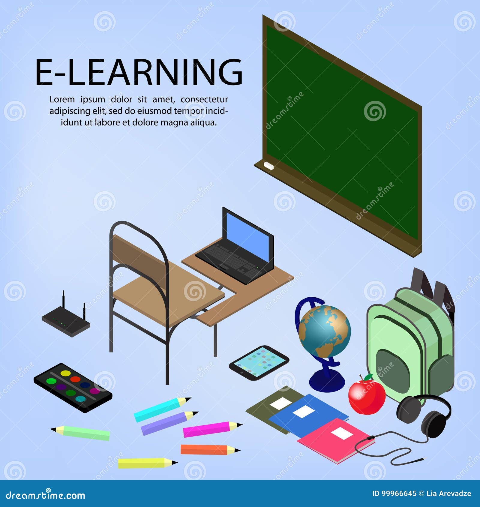Education Infographic. Isometric Vector Illustration for E-learning and ...