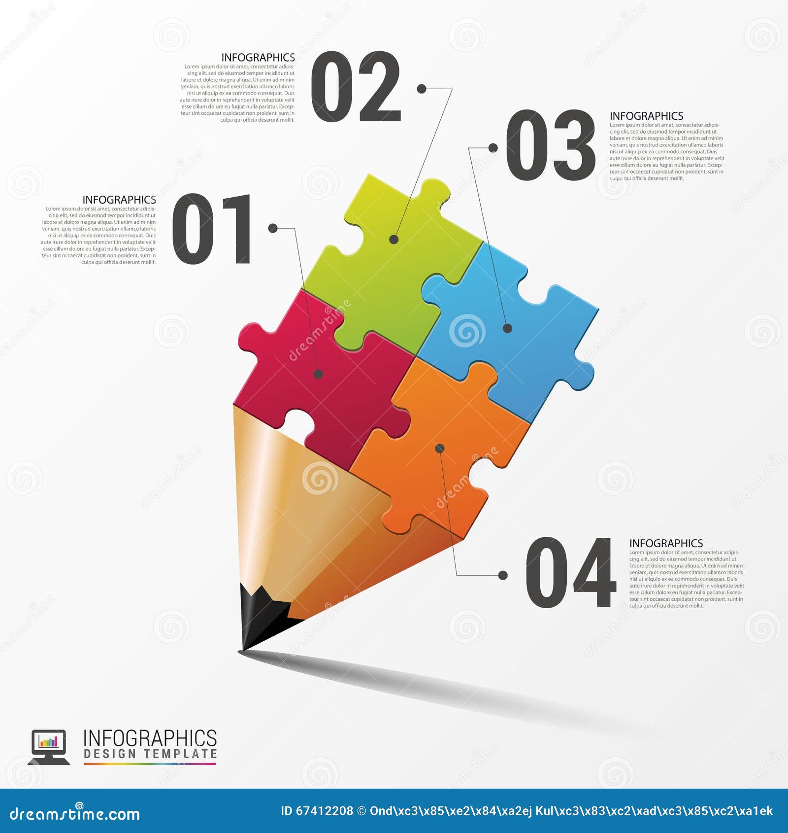 Education Infographic with Jigsaw Pieces. Vector Stock Vector ...