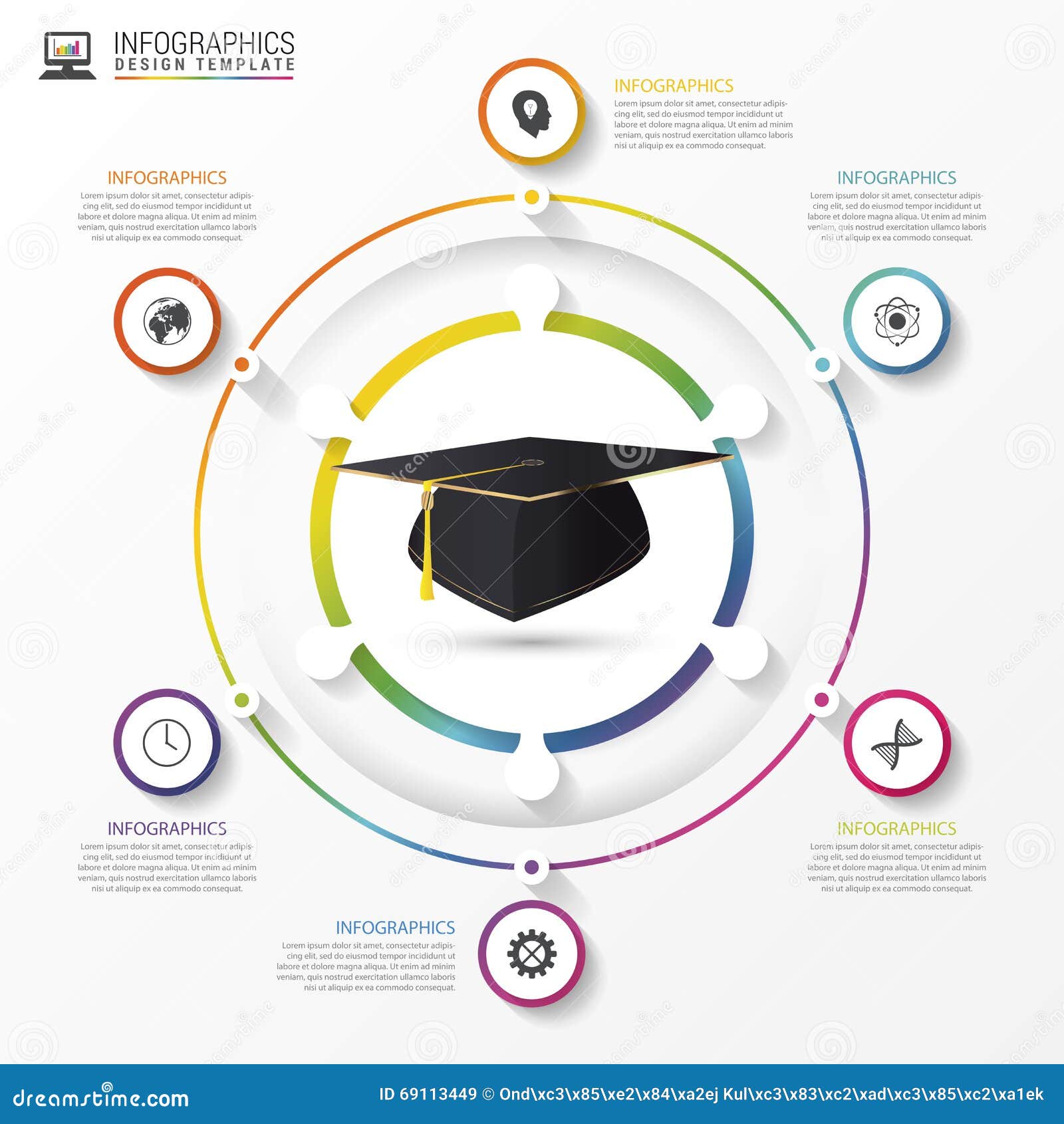 Education Infographic Template. Academic Cap. Vector | CartoonDealer ...
