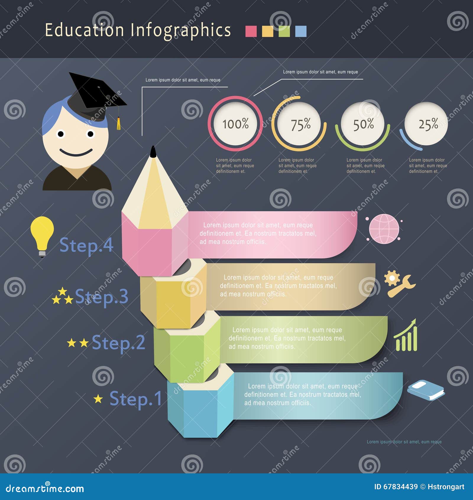 Education Infographic Template Design Stock Vector - Illustration of ...