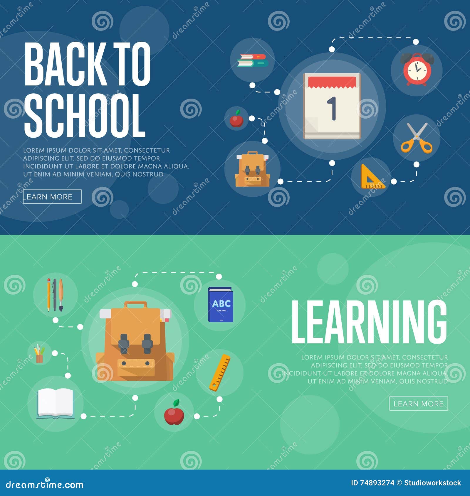 Education Infographics Concept Banners Stock Vector - Illustration of ...