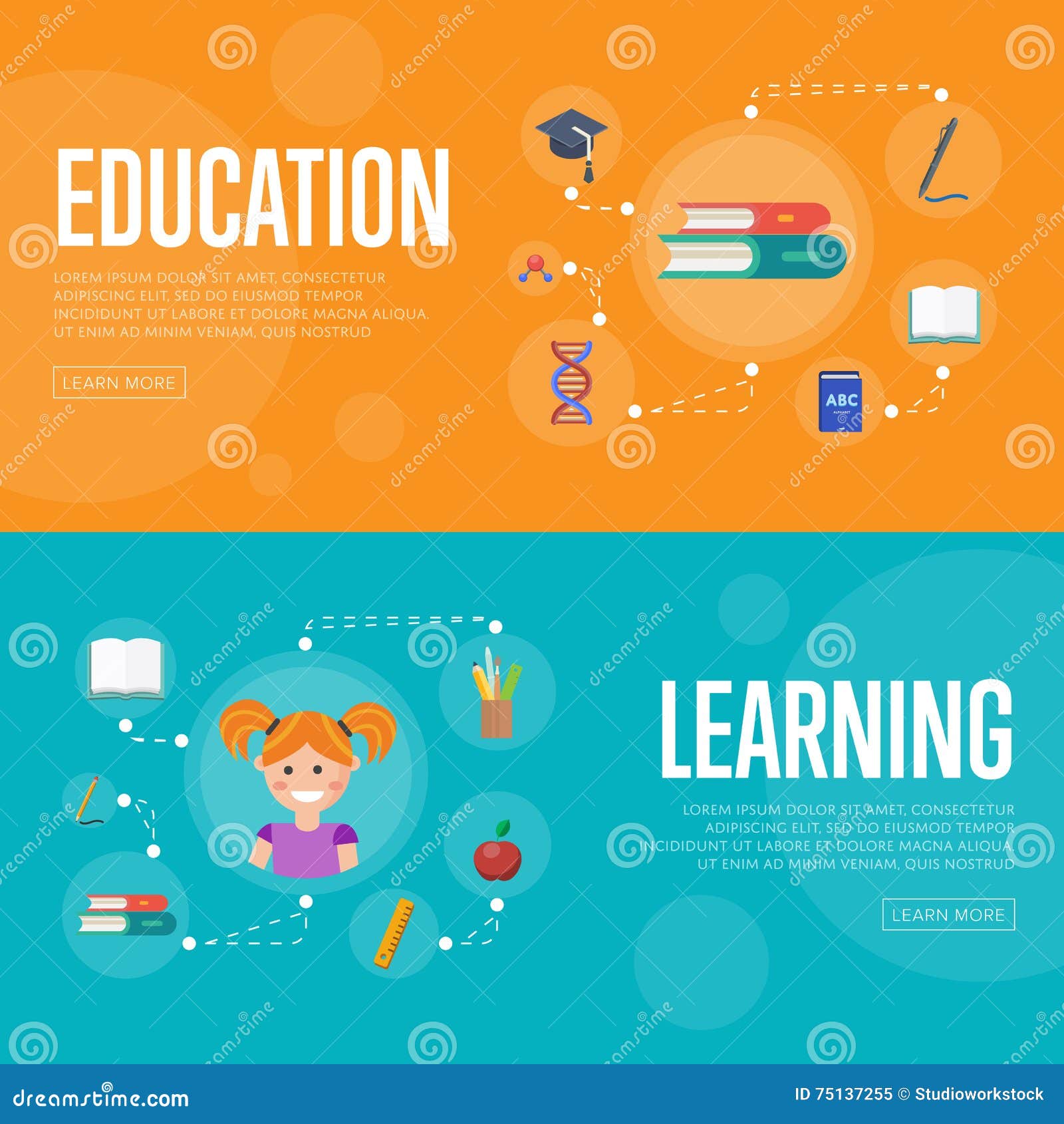 Education Infographics Concept Banners Stock Vector - Illustration of ...