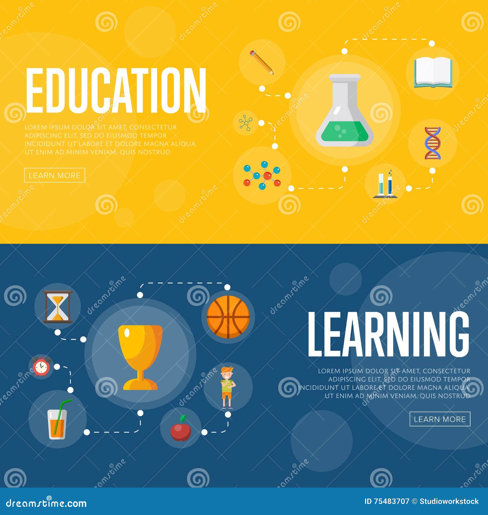 Education Infographics Concept Banners Stock Vector - Illustration of ...