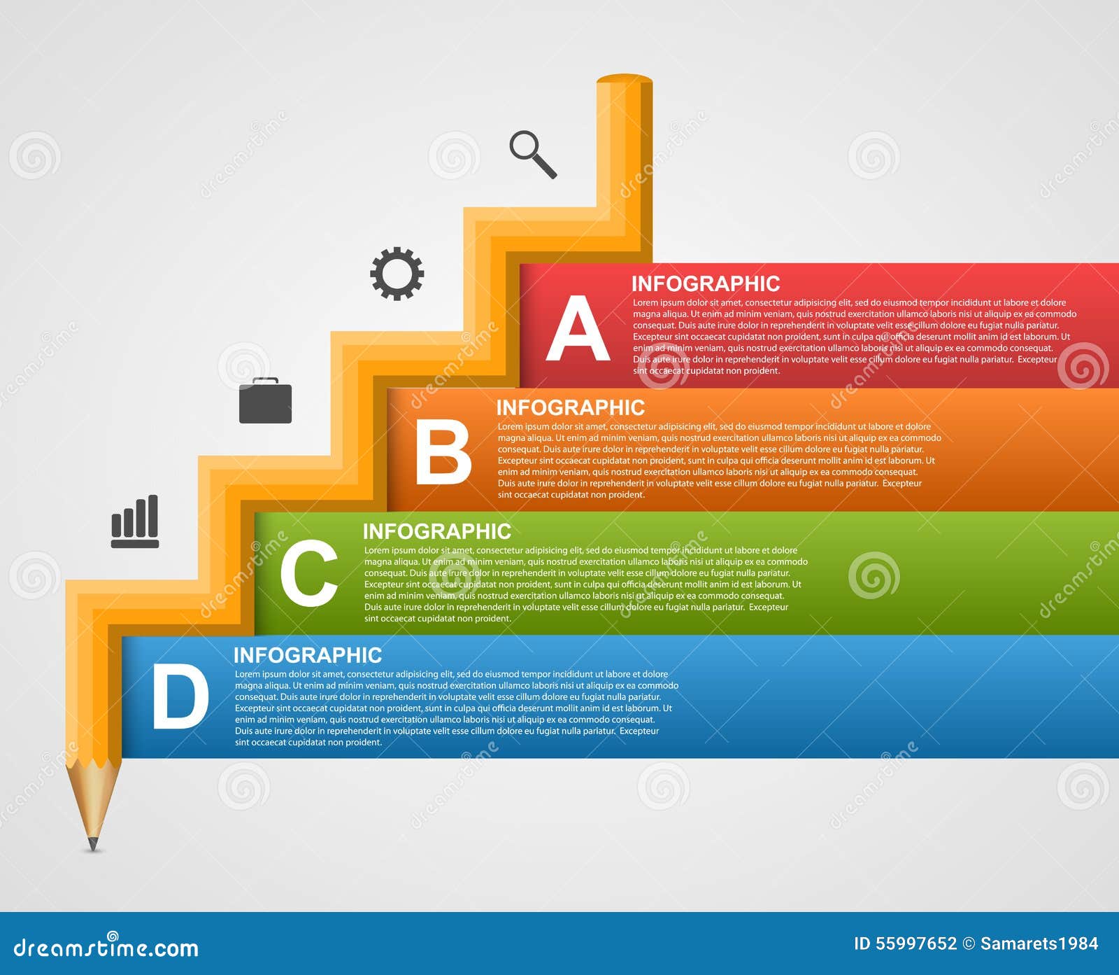 Education Infographics in the Form of Pencil Staircase Design Concept ...