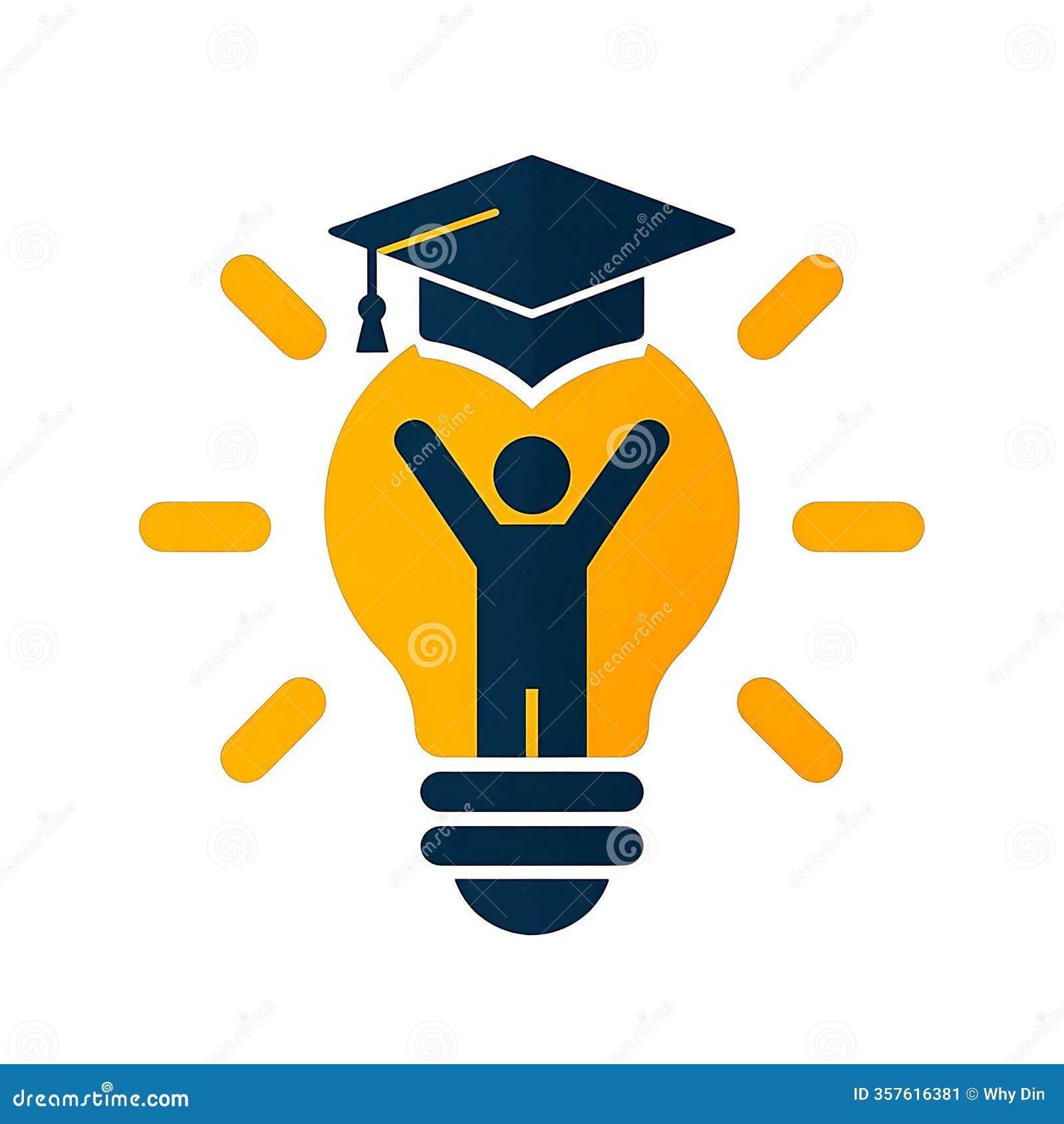 Education and Innovation Icon – Graduation Symbol in a Light Bulb Stock ...