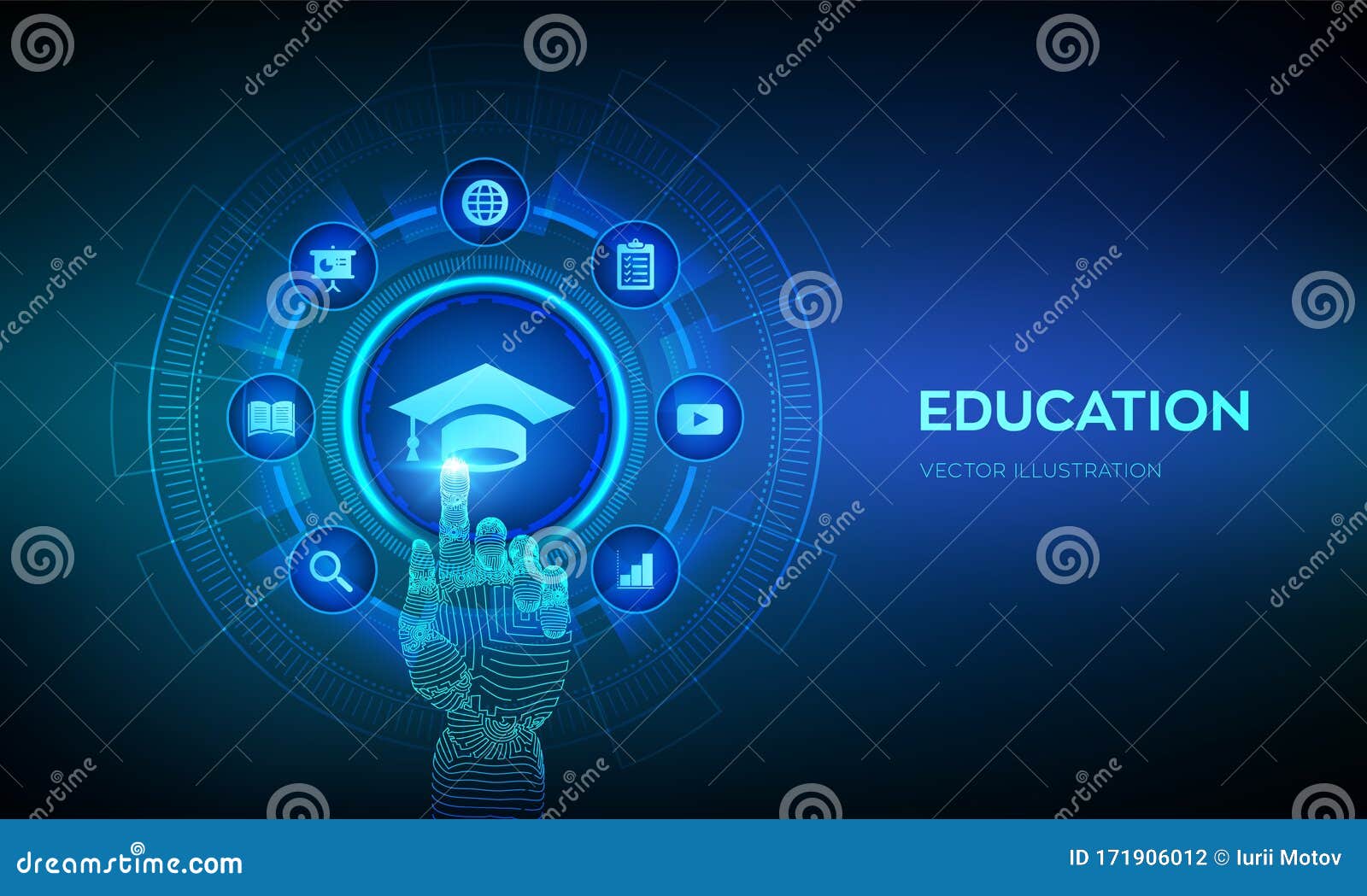 Education. Innovative Online E-learning and Internet Technology Concept ...
