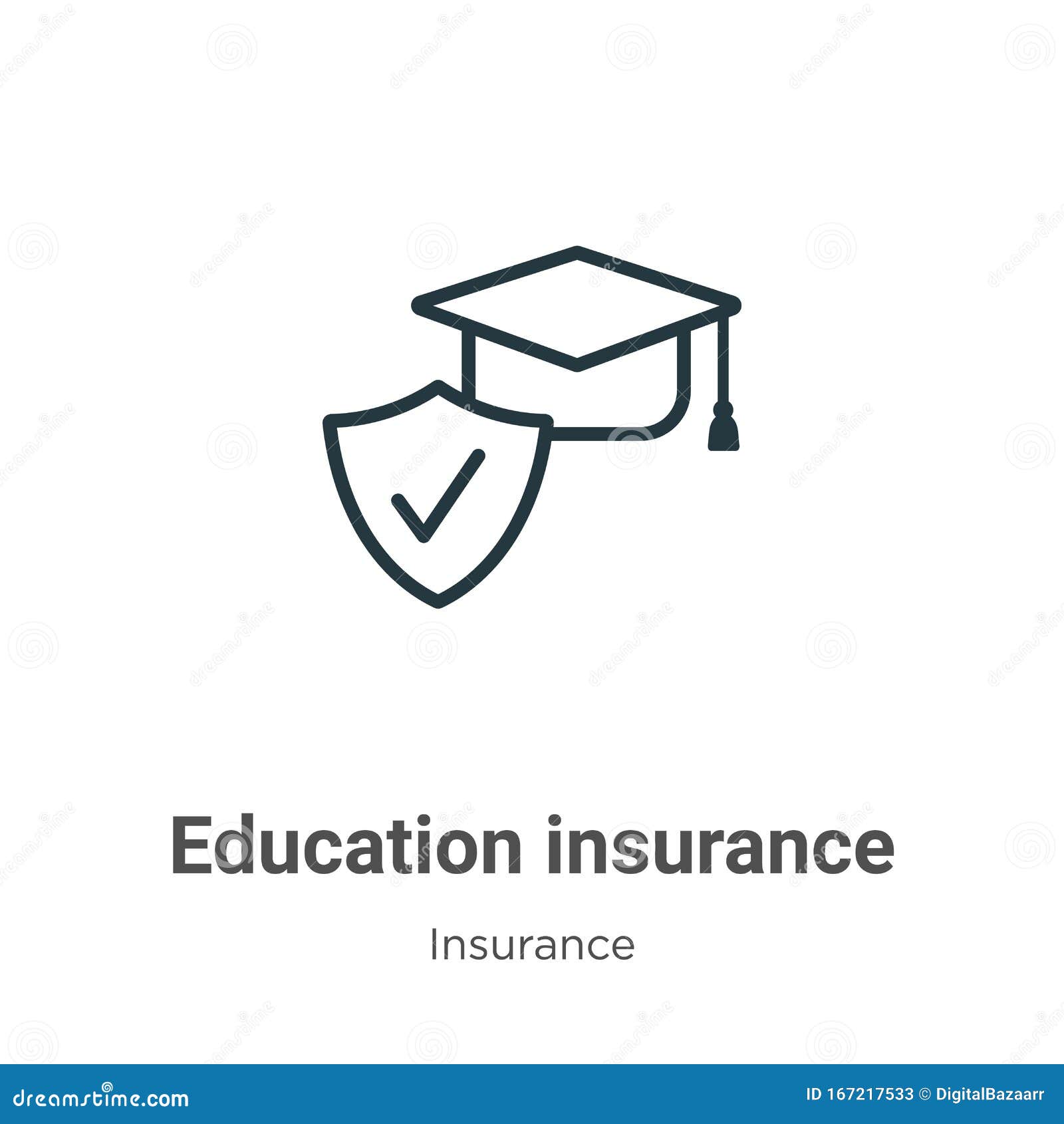 Education Insurance Outline Vector Icon. Thin Line Black Education ...