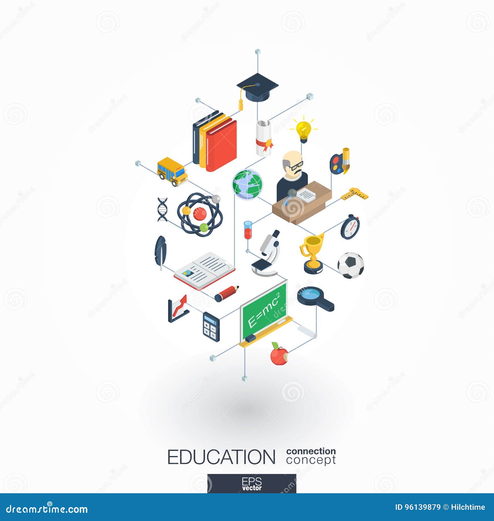 Education Integrated 3d Web Icons. Digital Network Isometric Concept ...