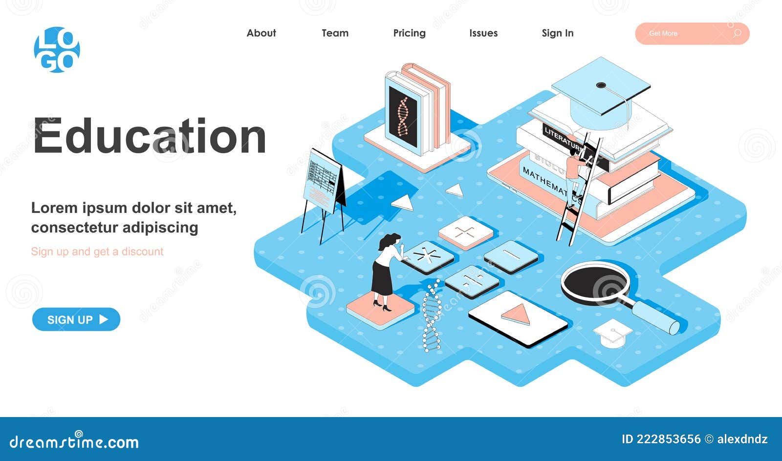 Education Isometric Concept. Students Study at School, College or ...