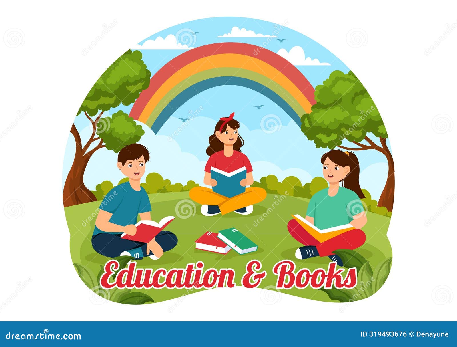 Education and Knowledge Books Vector Illustration Featuring People ...