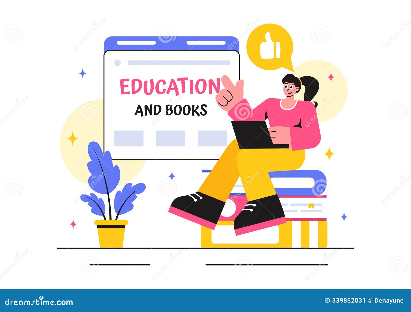 Education and Knowledge Books Vector Illustration Featuring People ...