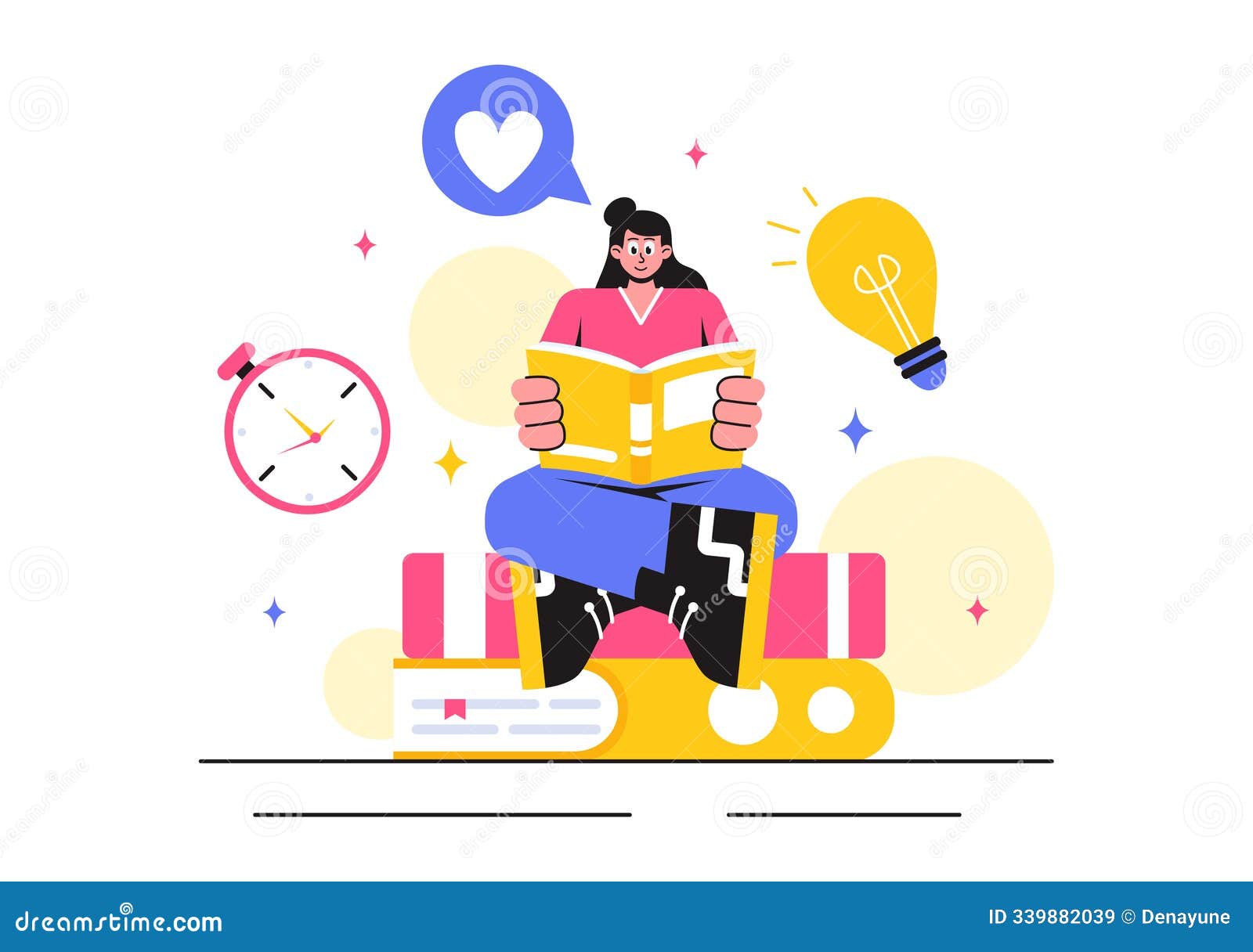 Education and Knowledge Books Vector Illustration Featuring People ...