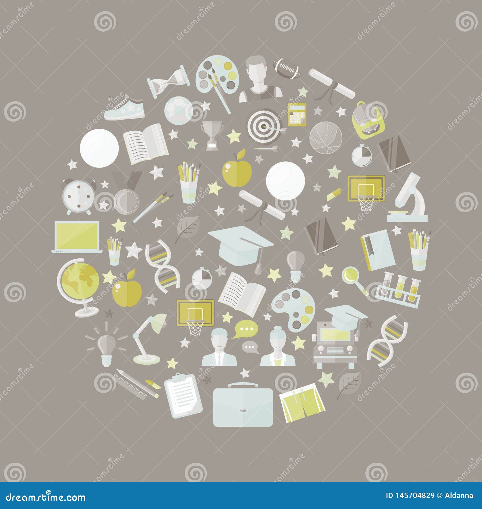 Education,knowledge Icon Set in Circle in Flat Style Vector ...