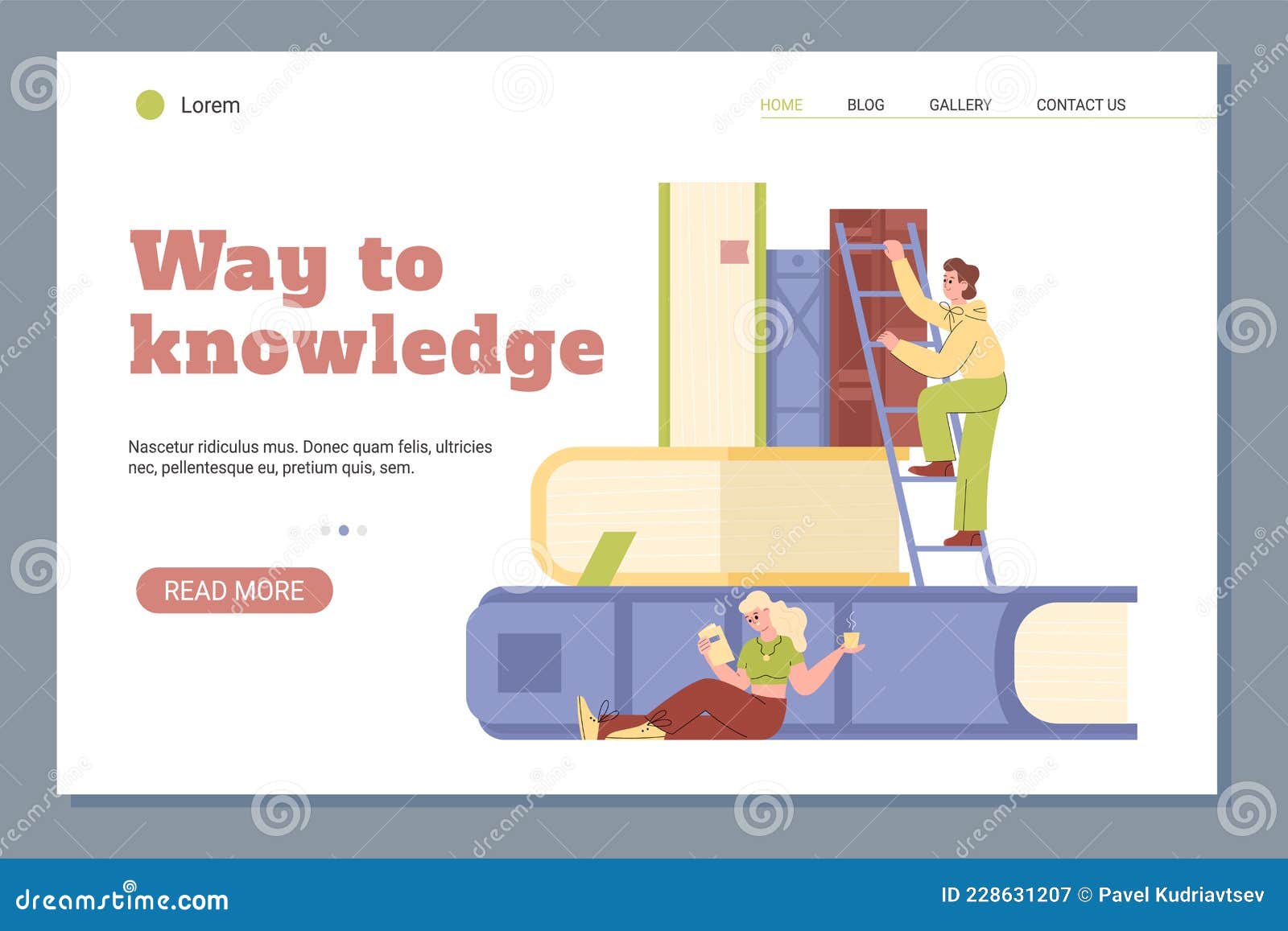 Education and Knowledge Website with Cartoon People, Flat Vector ...