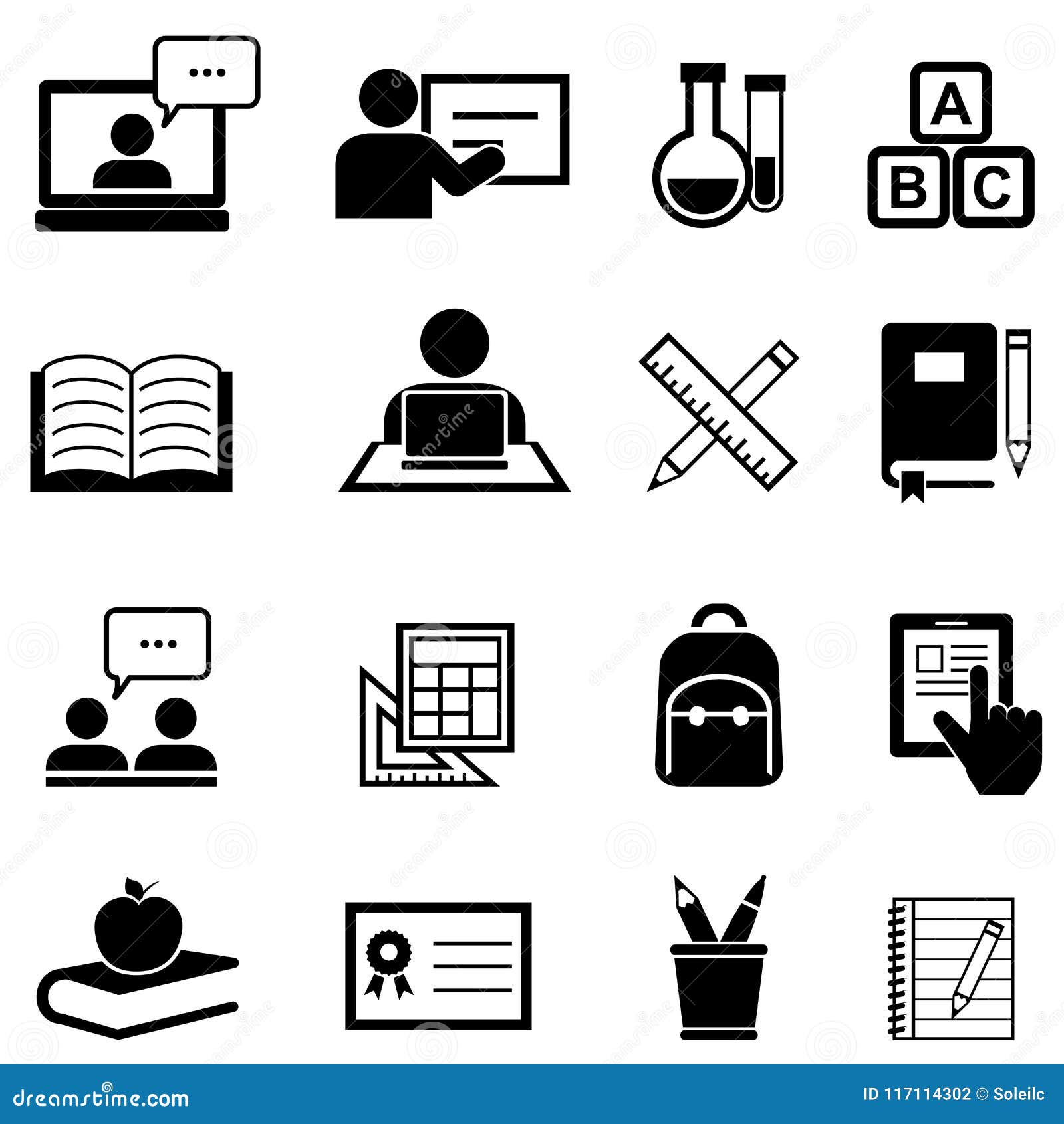 Education, Learning and Back To School Icons Stock Vector ...