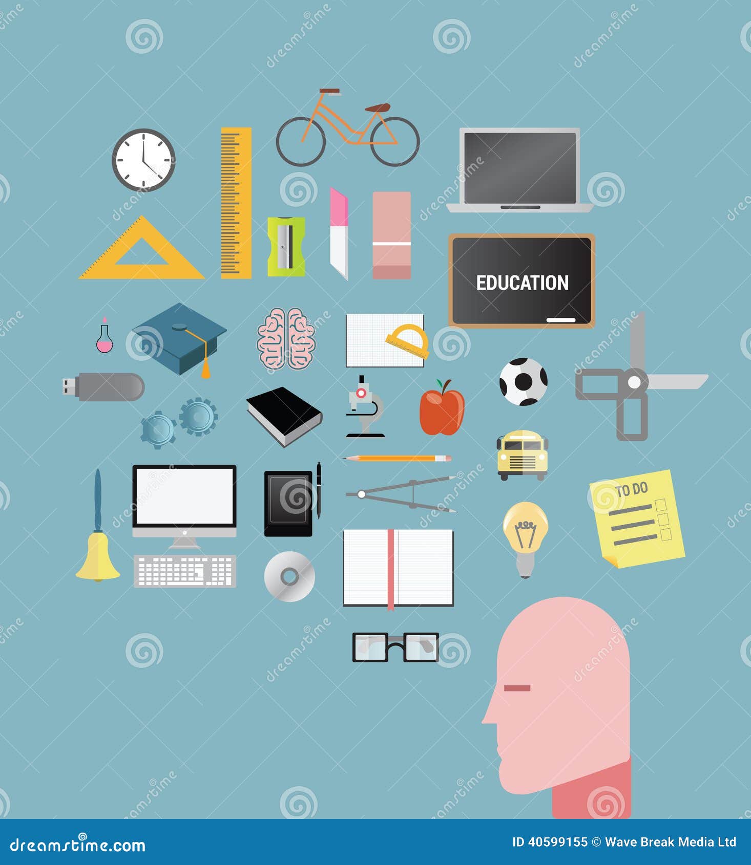 Education and Learning on Blue Stock Vector - Illustration of ...