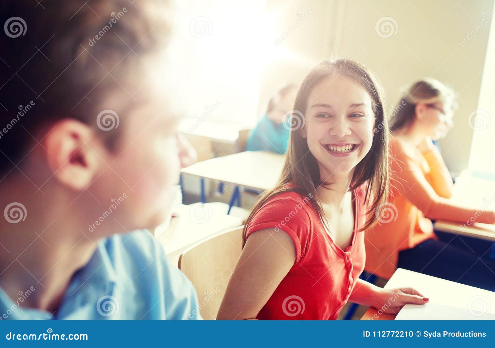 Group of Happy Students Talking at School Break Stock Photo - Image of ...