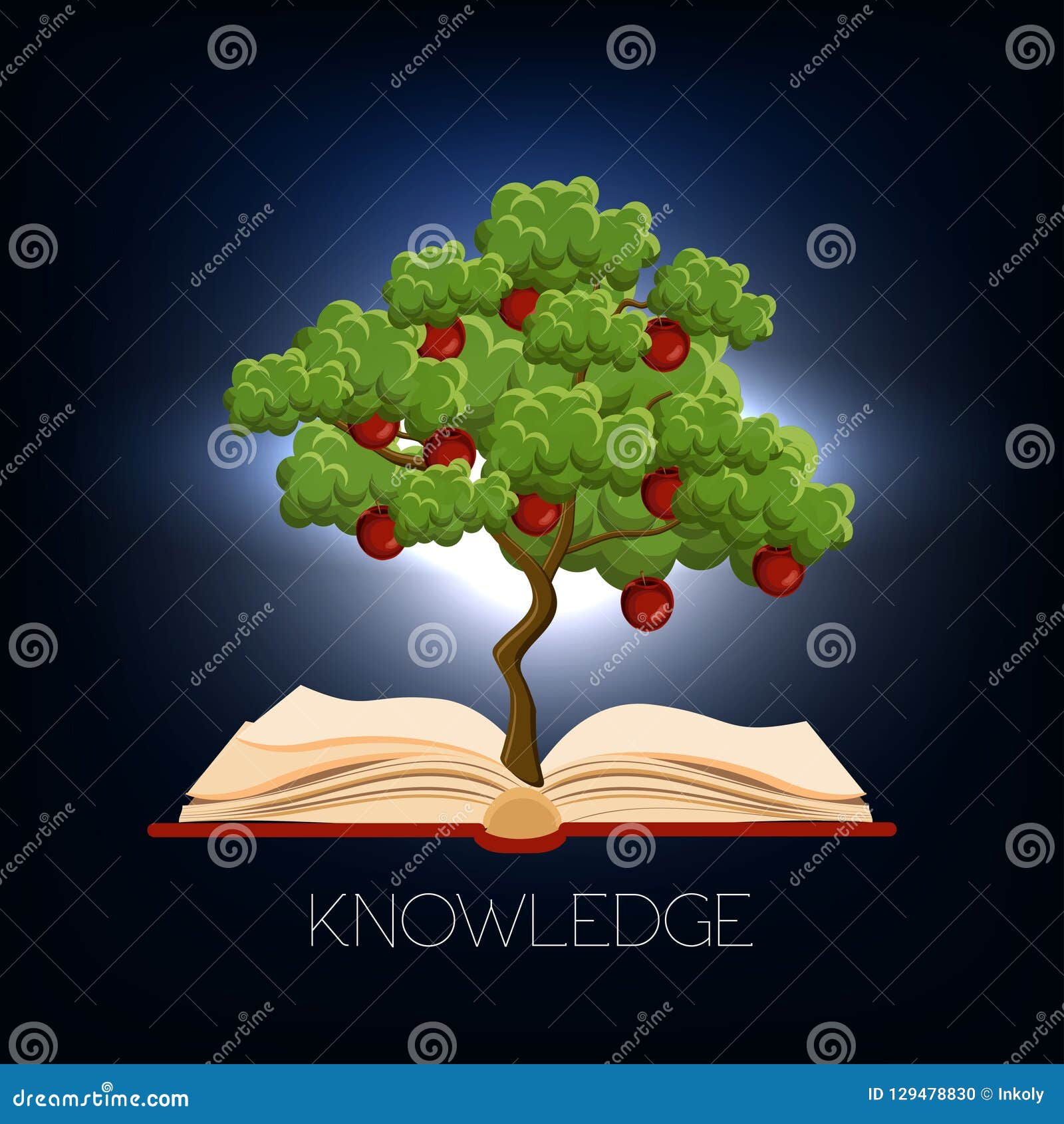 Education, Learning Concept with and Apple Tree Growing from Open Book ...
