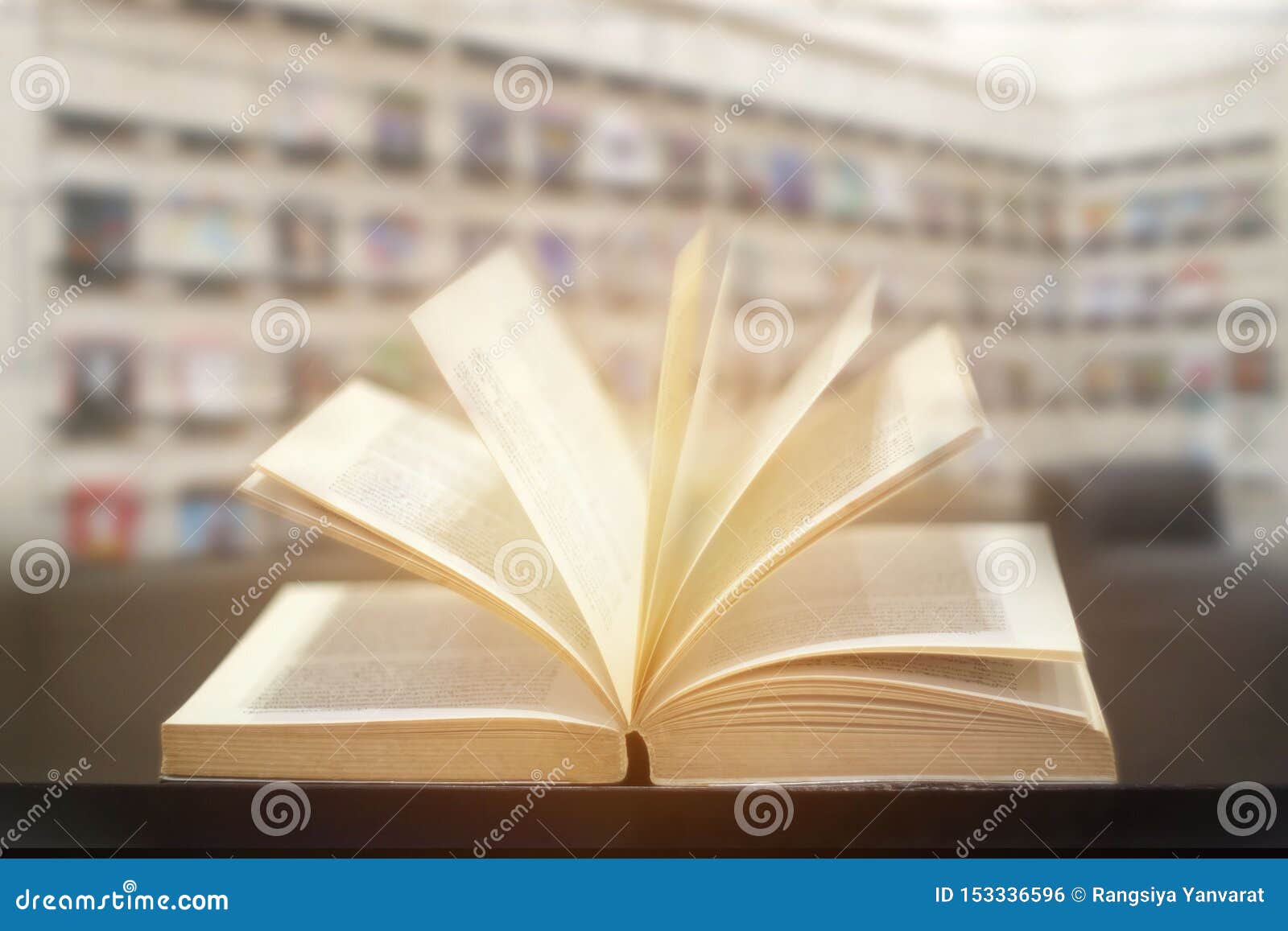 Open Book On Modern Library Background Stock Photography ...