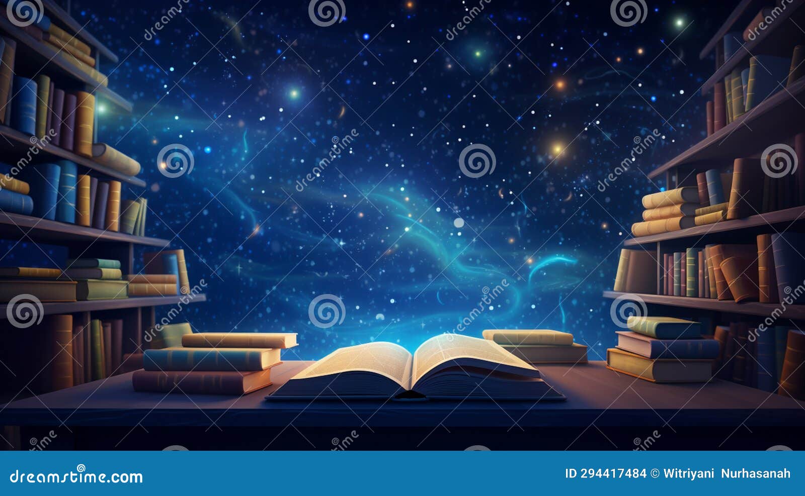 Education Learning Concept Opening Book or Textbook in Old Library with ...