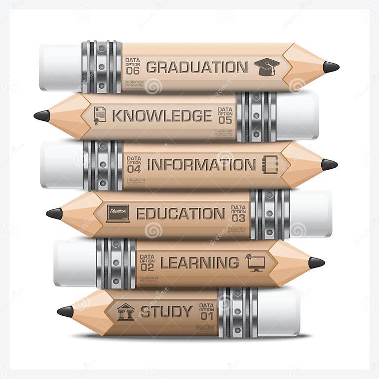 Education and Learning Infographic with Tag Step Pencil Diagram Stock ...
