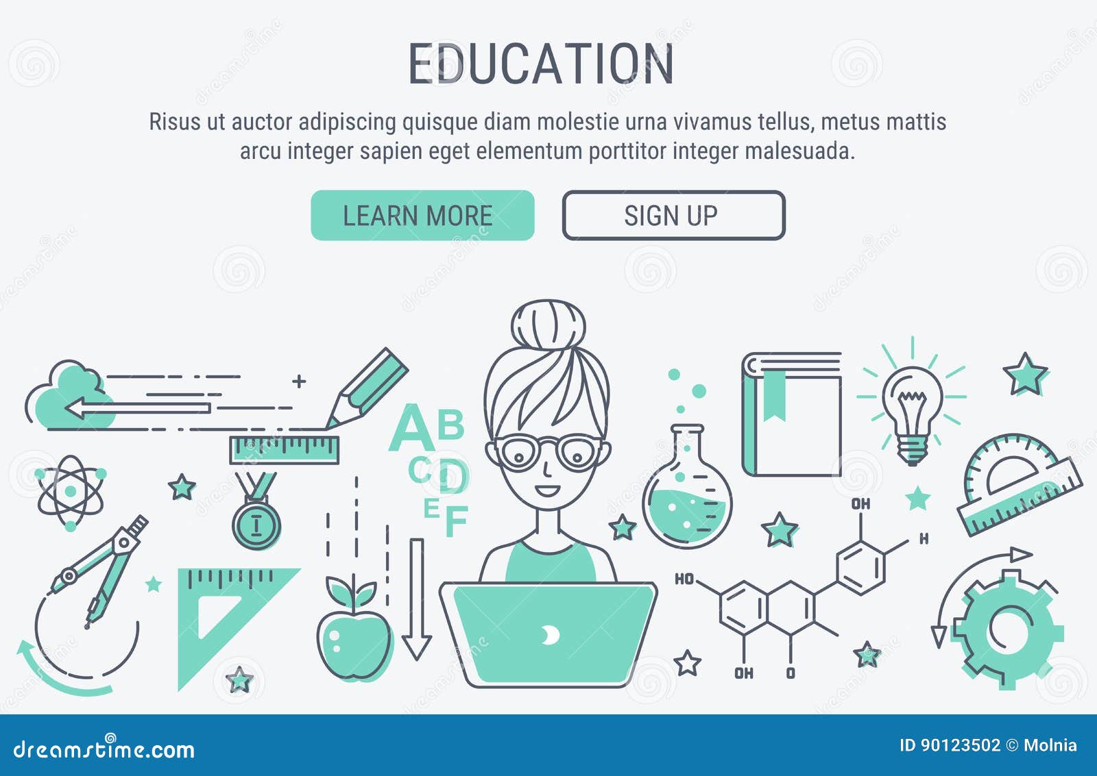 Education and Learning. Line Art Modern Vector Illustration Stock ...