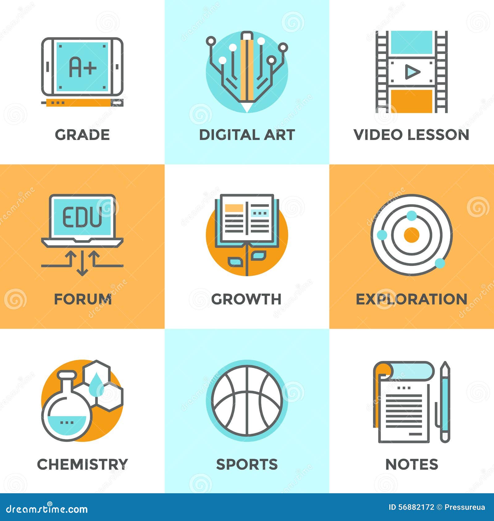Education and Learning Line Icons Set Stock Vector - Illustration of ...
