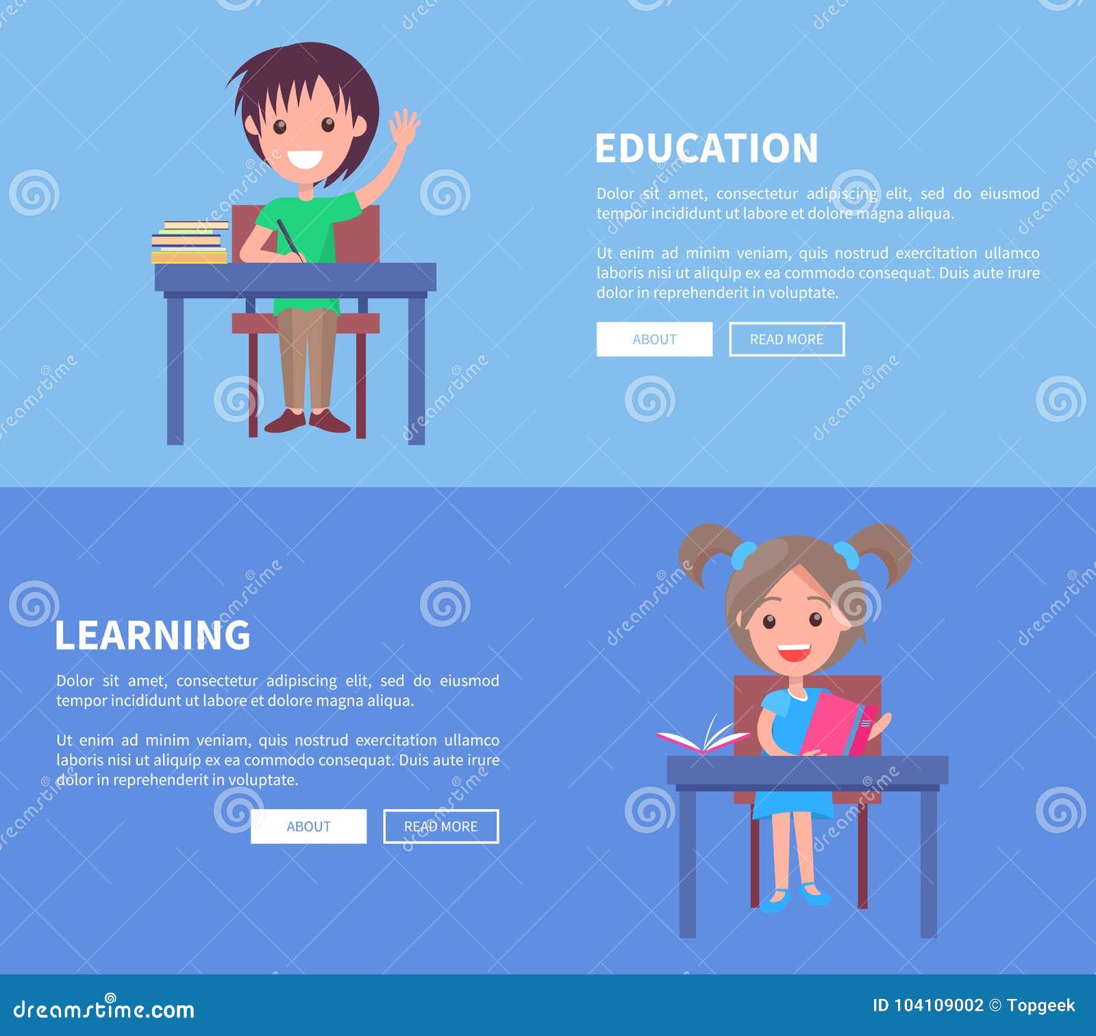 Education and Learning Set of Horizontal Posters Stock Vector ...