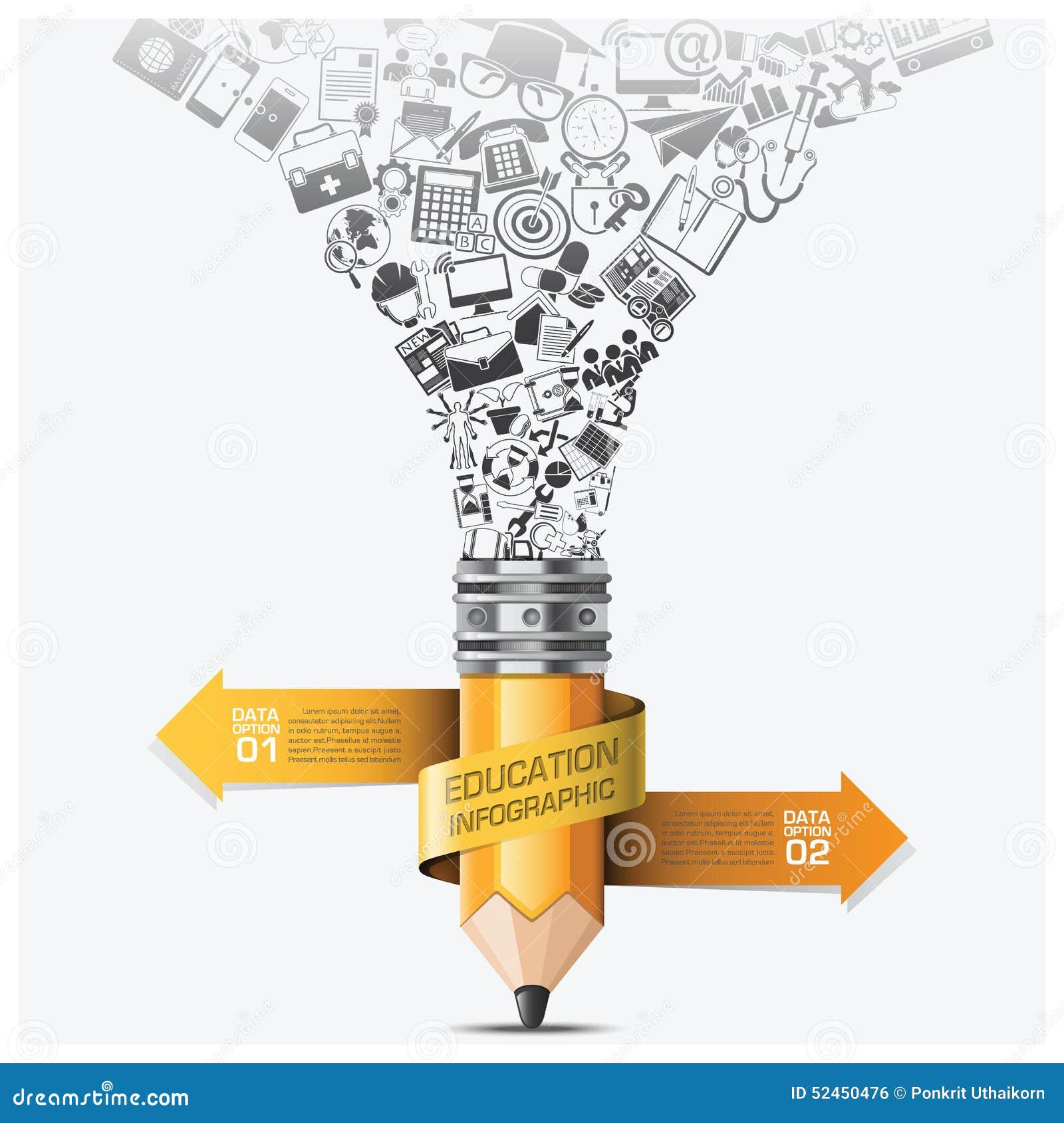 Education and Learning Step Infographic with Spiral Arrow Pencil Stock ...