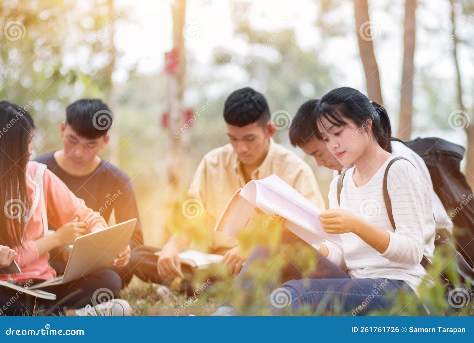 Education Learning Study Outdoor Concept: Confident Asian Students ...