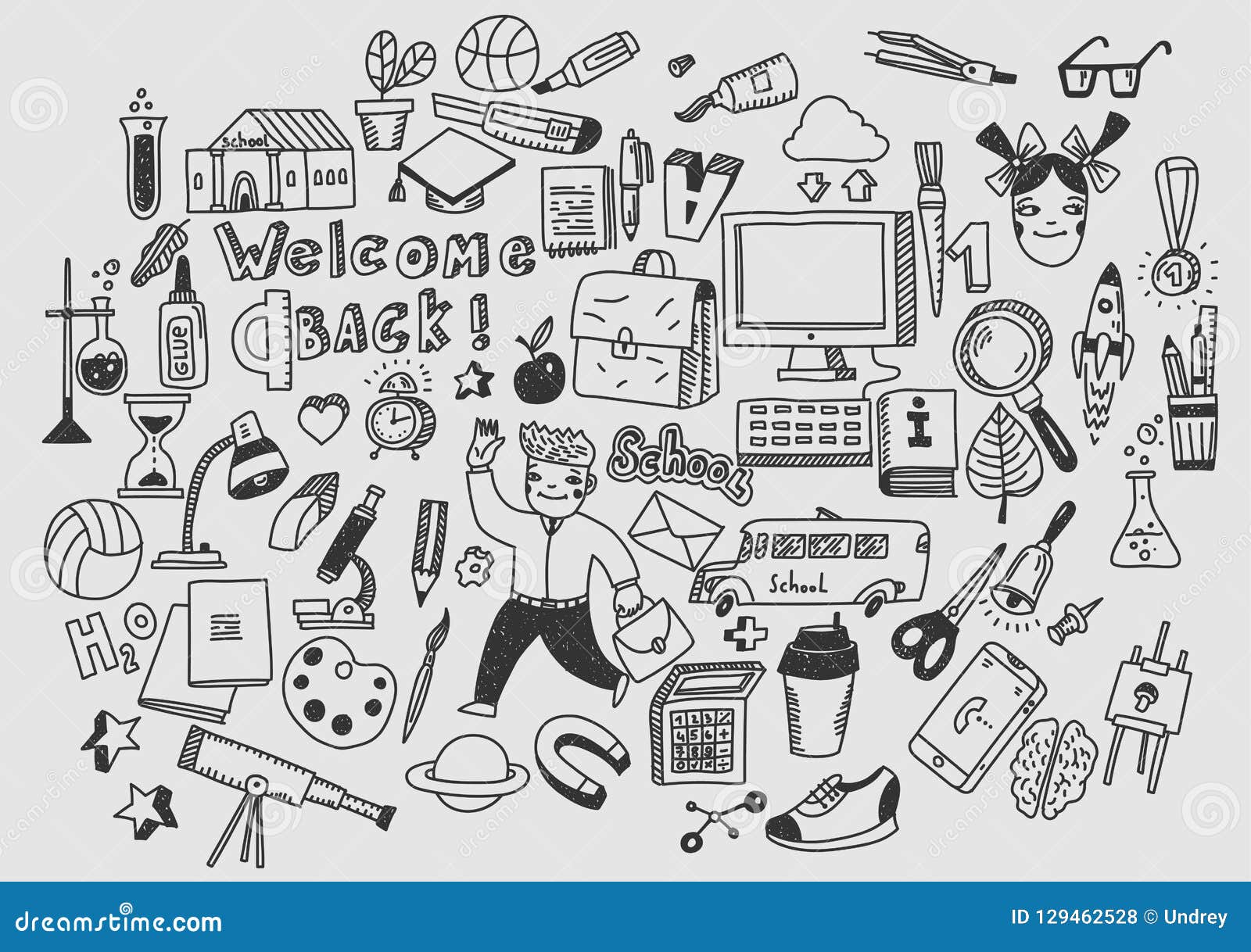 Education, Learning, Studying. Hand Drawn Vector Doodle School Icons ...