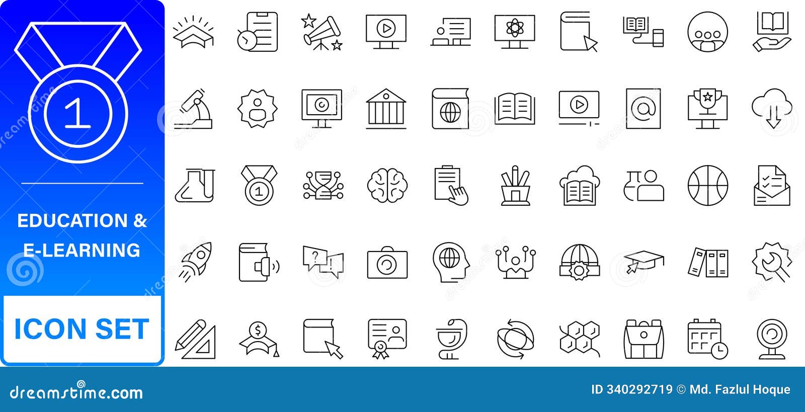 Education and Learning Web Icons in Line Style. School, University ...