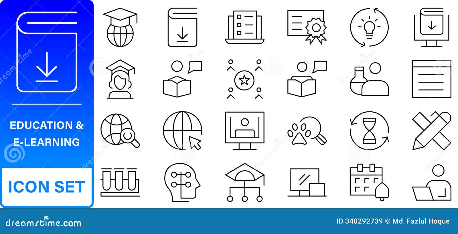 Education and Learning Web Icons in Line Style. School, University ...