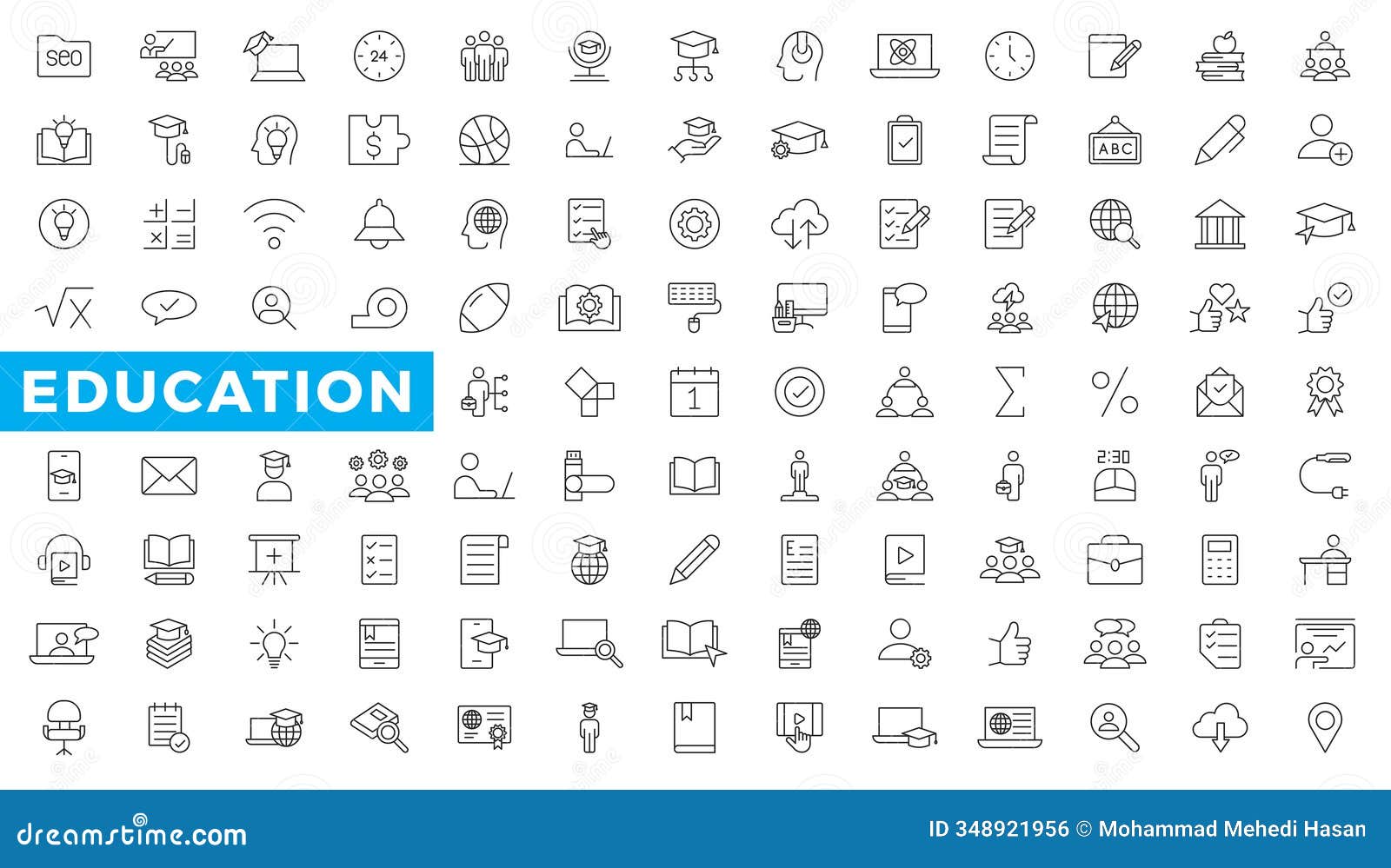 Education and Learning Web Icons in Line Style. School, University ...