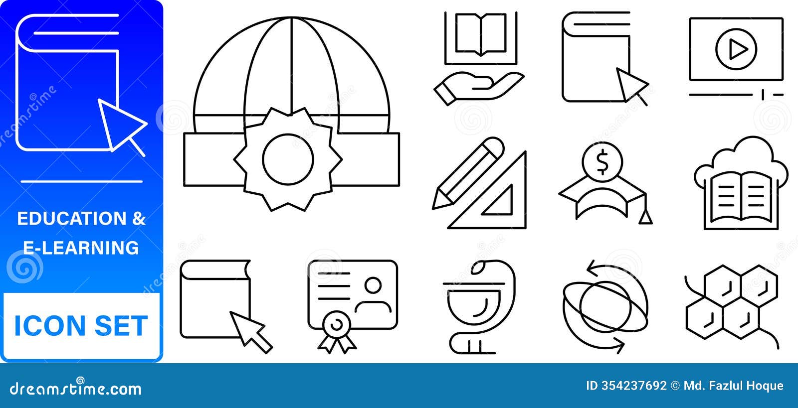 Education and Learning Web Icons in Line Style. School, University ...