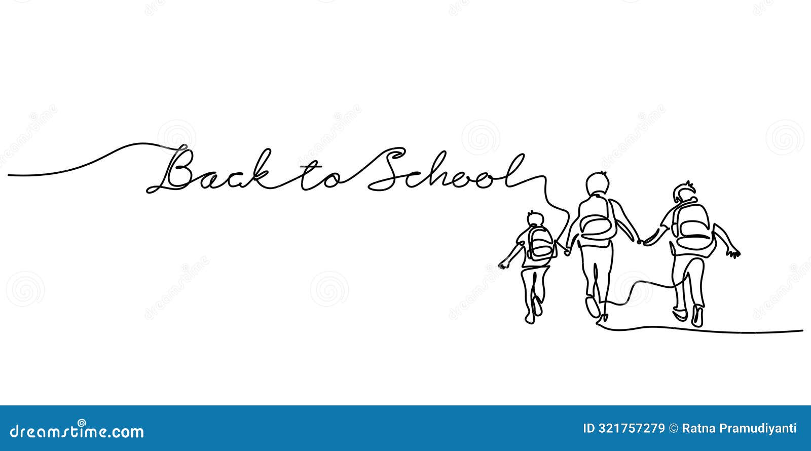 Education Line Drawing of Students Walking with Text. Continuous One ...