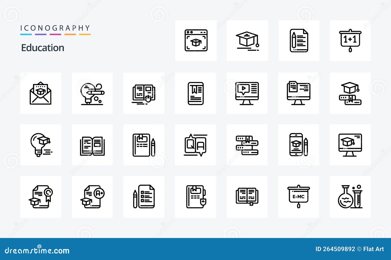 25 Education Line Icon Pack Stock Vector - Illustration of play, video ...