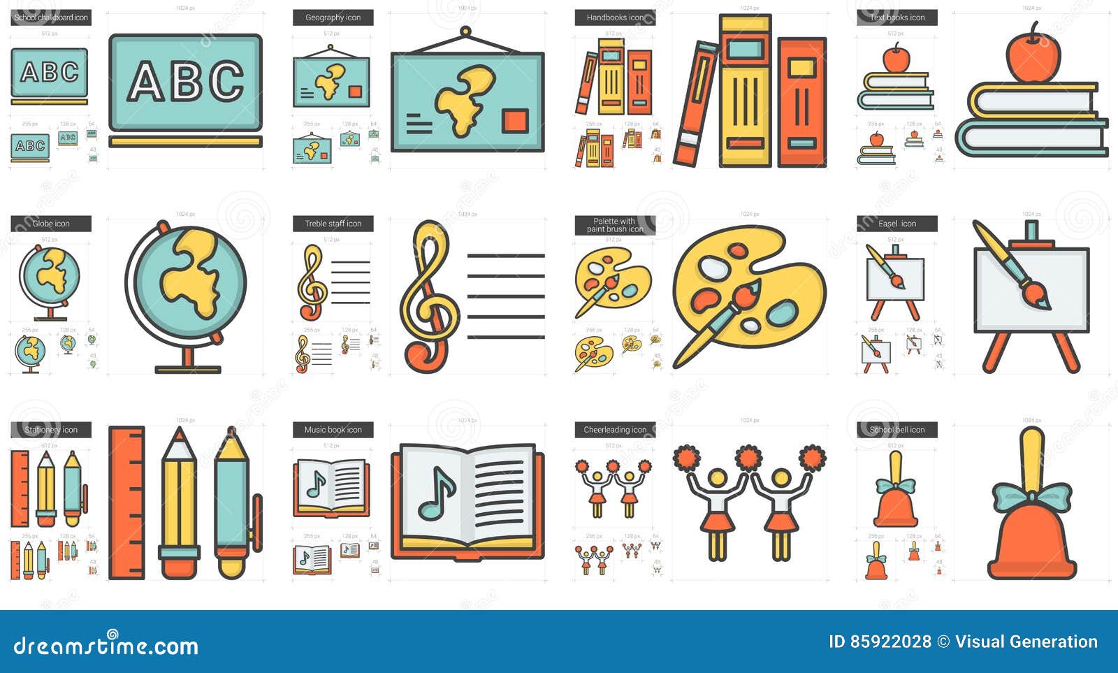 Education line icon set. stock vector. Illustration of linear - 85922028