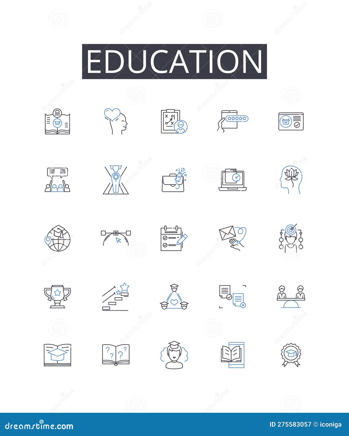 Education Line Icons Collection. Learning, Instruction, Schooling ...