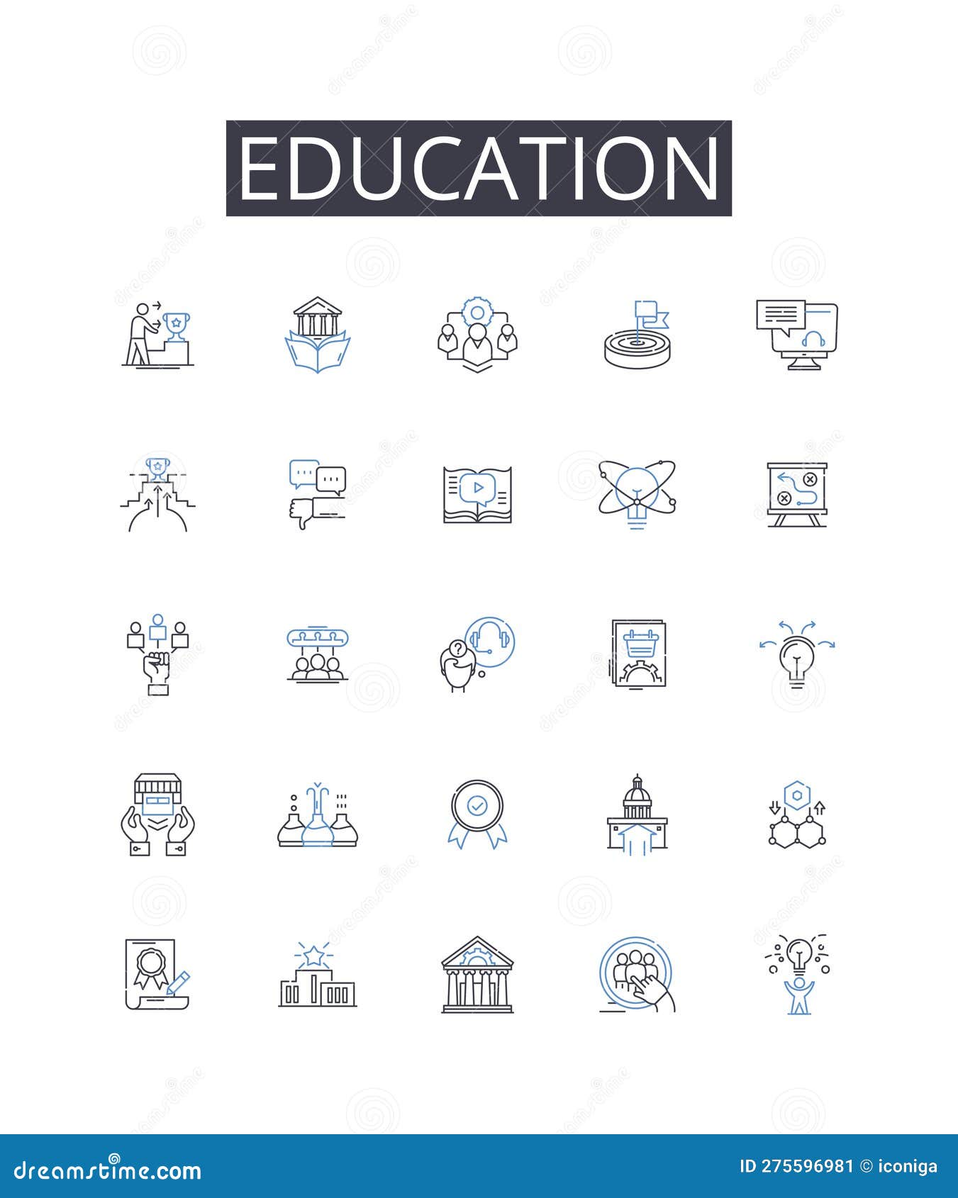 Education Line Icons Collection. Learning, Instruction, Schooling ...