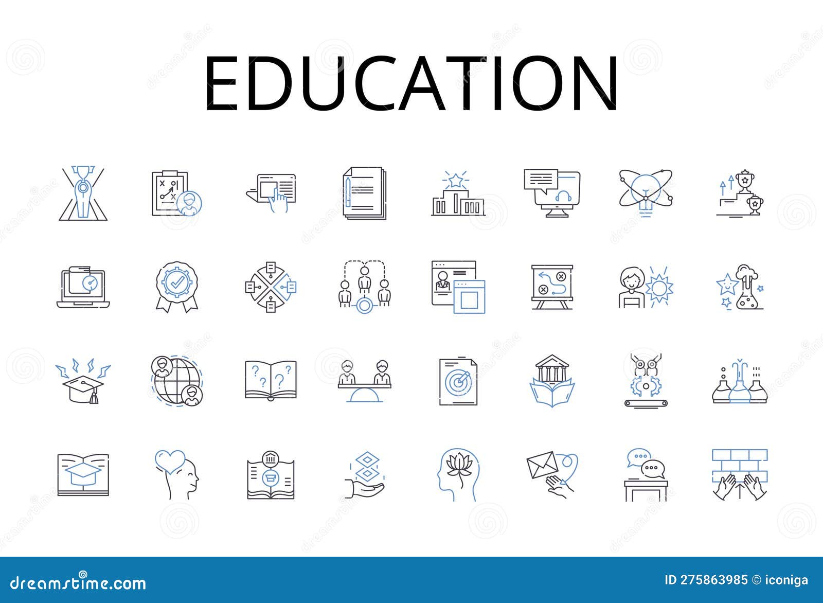 Education Line Icons Collection. Learning, Instruction, Schooling ...