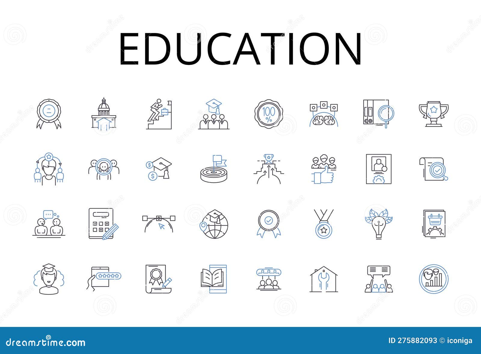 Education Line Icons Collection. Learning, Instruction, Schooling ...